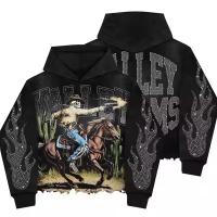 China Customized Sequin Hoodie 500GSM 100% Pure Cotton French DTG Printed Sun Faded Washed Worn-out Zipper Men's Hoodie for sale