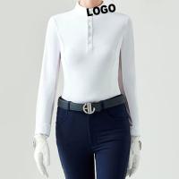 China Women Equestrian Long Sleeve T Shirt Spring Summer Breathable Horse Riding Top Custom OEM Equestrian Apparel for sale