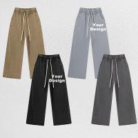 China 380g 100% Cotton Vintage Wax Washed Distressed Spliced Wide Leg Sweatpants | OEM ODM, Custom Logo/Fabric/Color Code, Flexible MOQ for sale