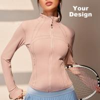 China Women Stand Collar Zip Up Athletic Cardigan, 78% Nylon 22% Spandex High Stretch Slim Jacket | OEM ODM, Custom Logo/Fabric/Color Code, Flexible MOQ for sale