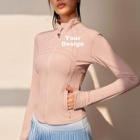 China Women Stand Collar Zip Up Athletic Cardigan, 78% Nylon 22% Spandex High Stretch Slim Jacket | OEM ODM, Custom Logo/Fabric/Color Code, Flexible MOQ for sale