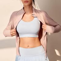 China Women Stand Collar Zip Up Athletic Cardigan, 78% Nylon 22% Spandex High Stretch Slim Jacket | OEM ODM, Custom Logo/Fabric/Color Code, Flexible MOQ for sale