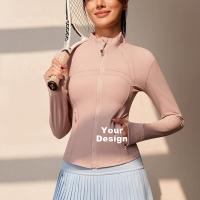 China Women Stand Collar Zip Up Athletic Cardigan, 78% Nylon 22% Spandex High Stretch Slim Jacket | OEM ODM, Custom Logo/Fabric/Color Code, Flexible MOQ for sale