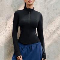 China Women Stand Collar Zip Up Athletic Cardigan, 78% Nylon 22% Spandex High Stretch Slim Jacket | OEM ODM, Custom Logo/Fabric/Color Code, Flexible MOQ for sale