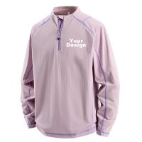 China Half Zip Stand Collar Quick Dry Cycling Long Sleeve Knit Top, Custom OEM ODM Sport Tee for sale