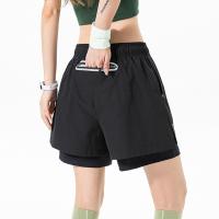 China Women UPF100+ Waterproof 2-in-1 Bubble Grid Running Shorts, Custom OEM ODM Outdoor Sport Short With Storage Pouch for sale