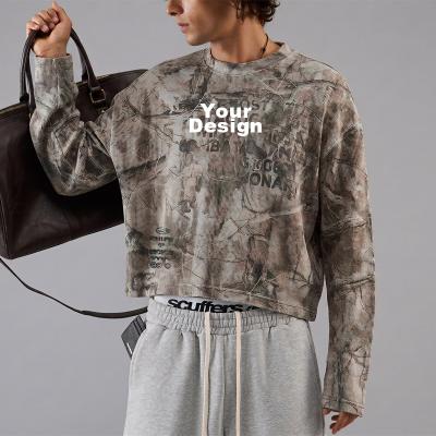 China Branch Camo Waffle Long Sleeve Top, Boxy Oversized Functional Shirt with Heat Transfer Tactical Print | OEM ODM Customizable for sale