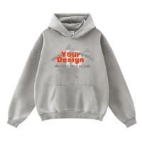 China 360gsm Vintage Letter Graphic Oversized Hoodie, White Ink DTG Print Drop Shoulder Fall Winter Sweatshirt | OEM ODM Customizable for sale