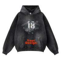 China 360gsm Vintage Letter Graphic Oversized Hoodie, White Ink DTG Print Drop Shoulder Fall Winter Sweatshirt | OEM ODM Customizable for sale