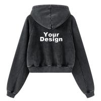 China 400G Vintage Lace Print Cropped Hoodie Women Crop Sweatshirt | OEM ODM Custom Logo, Replaceable Fabric, Multiple Pantone Color Codes, Low MOQ for sale