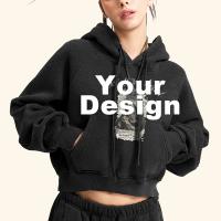 China 400G Vintage Lace Print Cropped Hoodie Women Crop Sweatshirt | OEM ODM Custom Logo, Replaceable Fabric, Multiple Pantone Color Codes, Low MOQ for sale