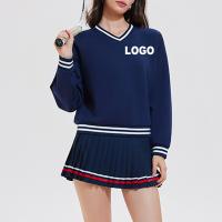 China Women Slim Color Block Long Sleeve Tennis Sweatshirt Loose Casual Athletic Top Custom OEM for sale
