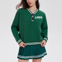 China Women Slim Color Block Long Sleeve Tennis Sweatshirt Loose Casual Athletic Top Custom OEM for sale