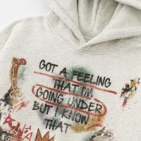 China 345G Heavyweight Vintage Devil Graffiti Print Oversized Hoodie American Streetwear Pullover Support Custom Logo OEM ODM for sale