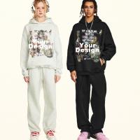 China 345G Heavyweight Vintage Devil Graffiti Print Oversized Hoodie American Streetwear Pullover Support Custom Logo OEM ODM for sale
