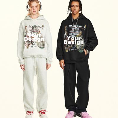 China 345G Heavyweight Vintage Devil Graffiti Print Oversized Hoodie American Streetwear Pullover Support Custom Logo OEM ODM for sale