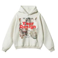 China 345G Heavyweight Vintage Devil Graffiti Print Oversized Hoodie American Streetwear Pullover Support Custom Logo OEM ODM for sale