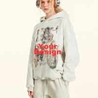 China 345G Heavyweight Vintage Devil Graffiti Print Oversized Hoodie American Streetwear Pullover Support Custom Logo OEM ODM for sale