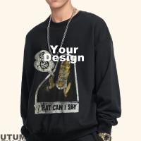 China 360G Heavyweight Vintage Crew Neck Sweatshirt Custom White Ink DTG Print 85 Cotton 15 Polyester Loose Casual Pullover Sweatshirts OEM ODM Custom Logo for sale