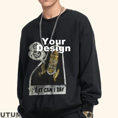 China 360G Heavyweight Vintage Crew Neck Sweatshirt Custom White Ink DTG Print 85 Cotton 15 Polyester Loose Casual Pullover Sweatshirts OEM ODM Custom Logo for sale