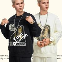 China 360G Heavyweight Vintage Crew Neck Sweatshirt Custom White Ink DTG Print 85 Cotton 15 Polyester Loose Casual Pullover Sweatshirts OEM ODM Custom Logo for sale