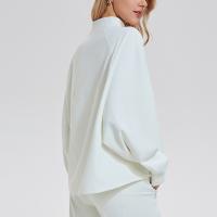 China Women Loose Stand Collar Zip Up Quick Dry Yoga Jacket Long Sleeve Fitness Athletic Coat OEM Custom for sale
