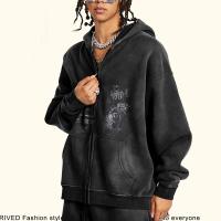 China 360G Street Graffiti Mural Print Zip Up Hoodie Oversized Zip Sweatshirt | OEM ODM Custom Logo, Replaceable Fabric, Multiple Pantone Color Codes, Low MOQ for sale