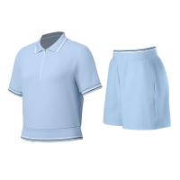 China Women Old Money Style Yoga Set Lapel Short Sleeve High Waist 3 Inch Athletic Shorts Custom OEM for sale