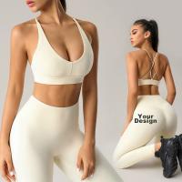 China Women 2Pcs Nude Feel Yoga Set, Push Up Crisscross Back Sports Bra & High Waist Peach Butt Lifting Fitness Leggings for sale