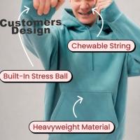 China OEM ODM Custom Sensory Oversized Hoodie With Food‑Grade Silicone Chew Drawstring for sale