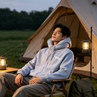 China 2‑in‑1 Travel Zip‑Up Hoodie With Built‑in Inflatable Neck Pillow & Eye Mask, Custom OEM ODM Available for sale