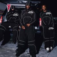 China Custom OEM ODM Drawstring‑Trim Hooded Zip‑Up Cardigan, Loose Street Hip‑Hop Team Hoodie for Men & Women for sale