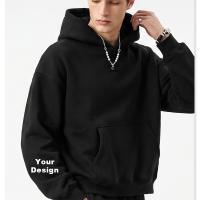 China Men 345G Heavyweight Oversized Hoodie, Fleece Lined Drop-Shoulder Blank Pullover, Custom OEM ODM for sale