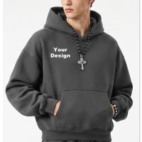 China Men 345G Heavyweight Oversized Hoodie, Fleece Lined Drop-Shoulder Blank Pullover, Custom OEM ODM for sale