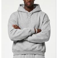 China Men 345G Heavyweight Oversized Hoodie, Fleece Lined Drop-Shoulder Blank Pullover, Custom OEM ODM for sale