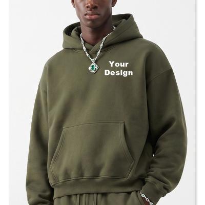 China Men 345G Heavyweight Oversized Hoodie, Fleece Lined Drop-Shoulder Blank Pullover, Custom OEM ODM for sale