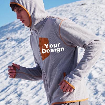 China Men Light Micro Fleece Hooded Jacket, Outdoor Warm Zip Coat for sale