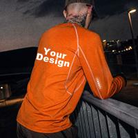 China 190G Thin Fleece Reflective Letter Long Sleeve T Shirt Unisex Autumn Running Top for sale