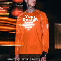 China 190G Thin Fleece Reflective Letter Long Sleeve T Shirt Unisex Autumn Running Top for sale