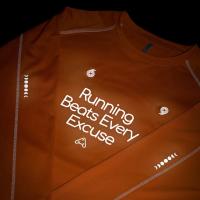 China 190G Thin Fleece Reflective Letter Long Sleeve T Shirt Unisex Autumn Running Top for sale