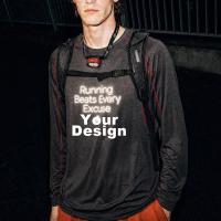 China 190G Thin Fleece Reflective Letter Long Sleeve T Shirt Unisex Autumn Running Top for sale