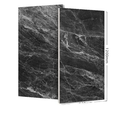 China 3D Stone Imitation Modern Black Glossy Porcelain Tile 600x1200mm For Room Outdoor Flooring for sale