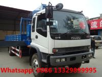 China ISUZU brand FTR 5T cargo truck with crane boom for sale, Good price ISUZU telescopic crane boom mounted on cargo truck for sale