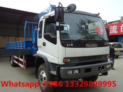China ISUZU brand FTR 5T cargo truck with crane boom for sale, Good price ISUZU telescopic crane boom mounted on cargo truck for sale