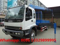 China ISUZU brand FTR 5T cargo truck with crane boom for sale, Good price ISUZU telescopic crane boom mounted on cargo truck for sale