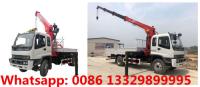 China ISUZU brand FTR 5T cargo truck with crane boom for sale, Good price ISUZU telescopic crane boom mounted on cargo truck for sale