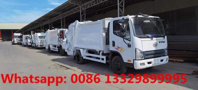 China good price FAW brand 4*2 LHD diesel 5cbm 4T compacted garbage vehicle for sale, refuse garbage compactor vehicle for sale