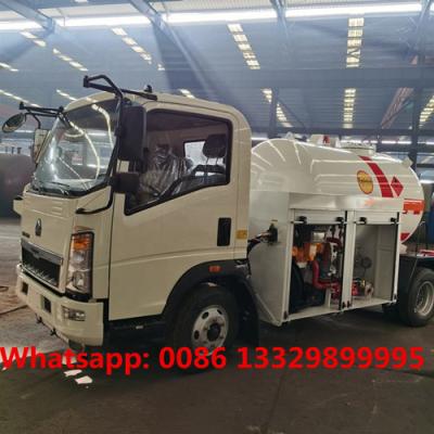 China factory sale good price HOWO 5,000L mobile lpg gas dispensing vehicle for sale, propane tanker tanker truck for sale for sale