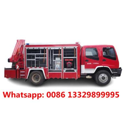 China 1SUZU water foam chemical fire trucks with 3CBM triple-agent truck with crane, resuce firefighting vehicle for for sale