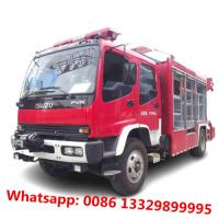 China 1SUZU water foam chemical fire trucks with 3CBM triple-agent truck with crane, resuce firefighting vehicle for for sale